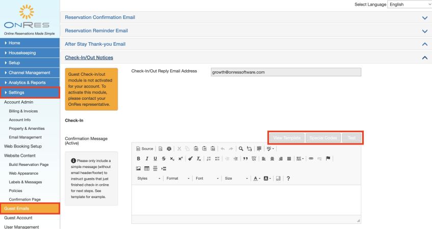 How to edit the email contents and use the Special Codes? - OnRes
