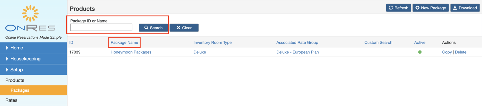 How to view or find certain package(s) in the OnRes system? - OnRes