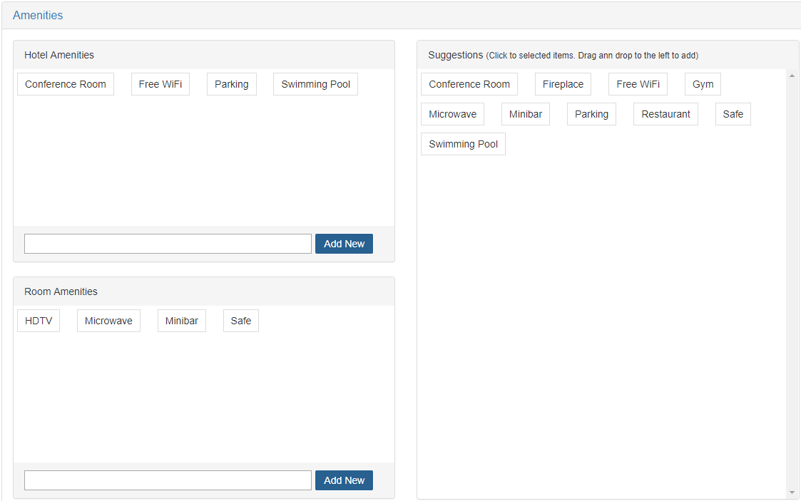 How to set amenities? - OnRes