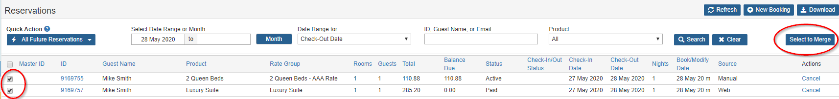 How to merge existing single reservations into a Master Reservation ...