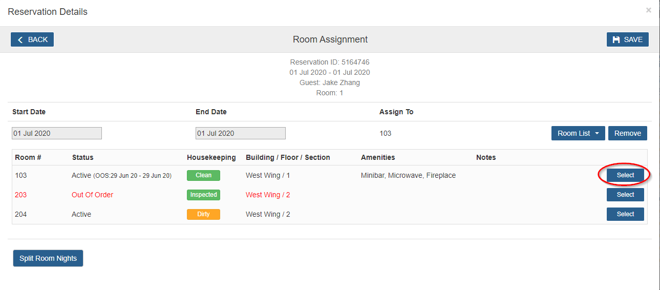 How to assign room from the Reservation Details page? - OnRes